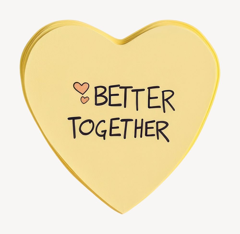 Yellow paper heart together better | Free Vector - rawpixel