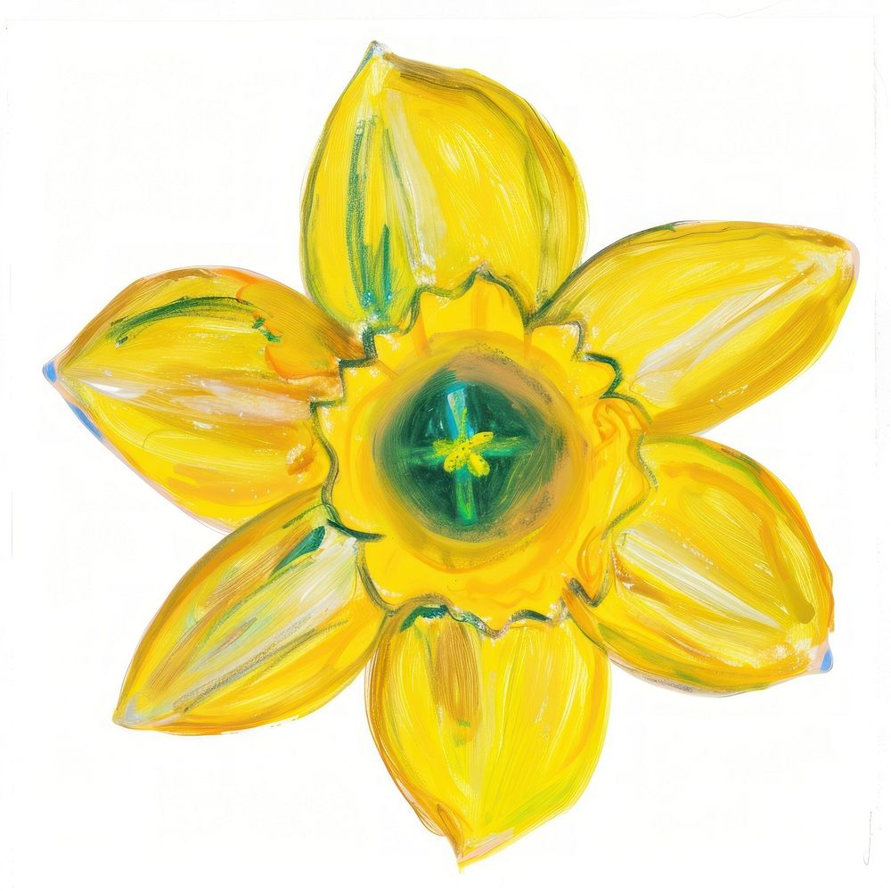 Oil pastel Daffodils flower illustration | Free Photo Illustration ...
