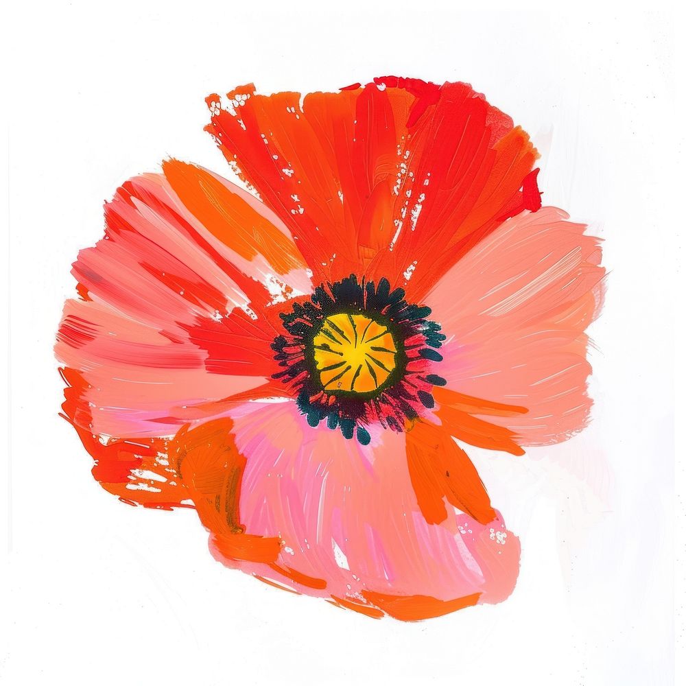 Oil pastel Poppy flower illustration | Free Photo Illustration - rawpixel