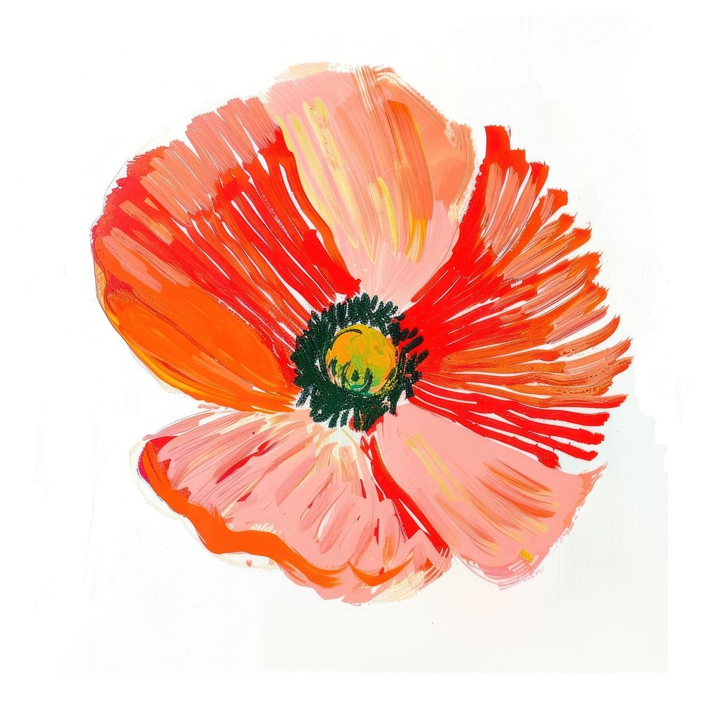 Oil pastel Poppy flower illustration | Free Photo Illustration - rawpixel