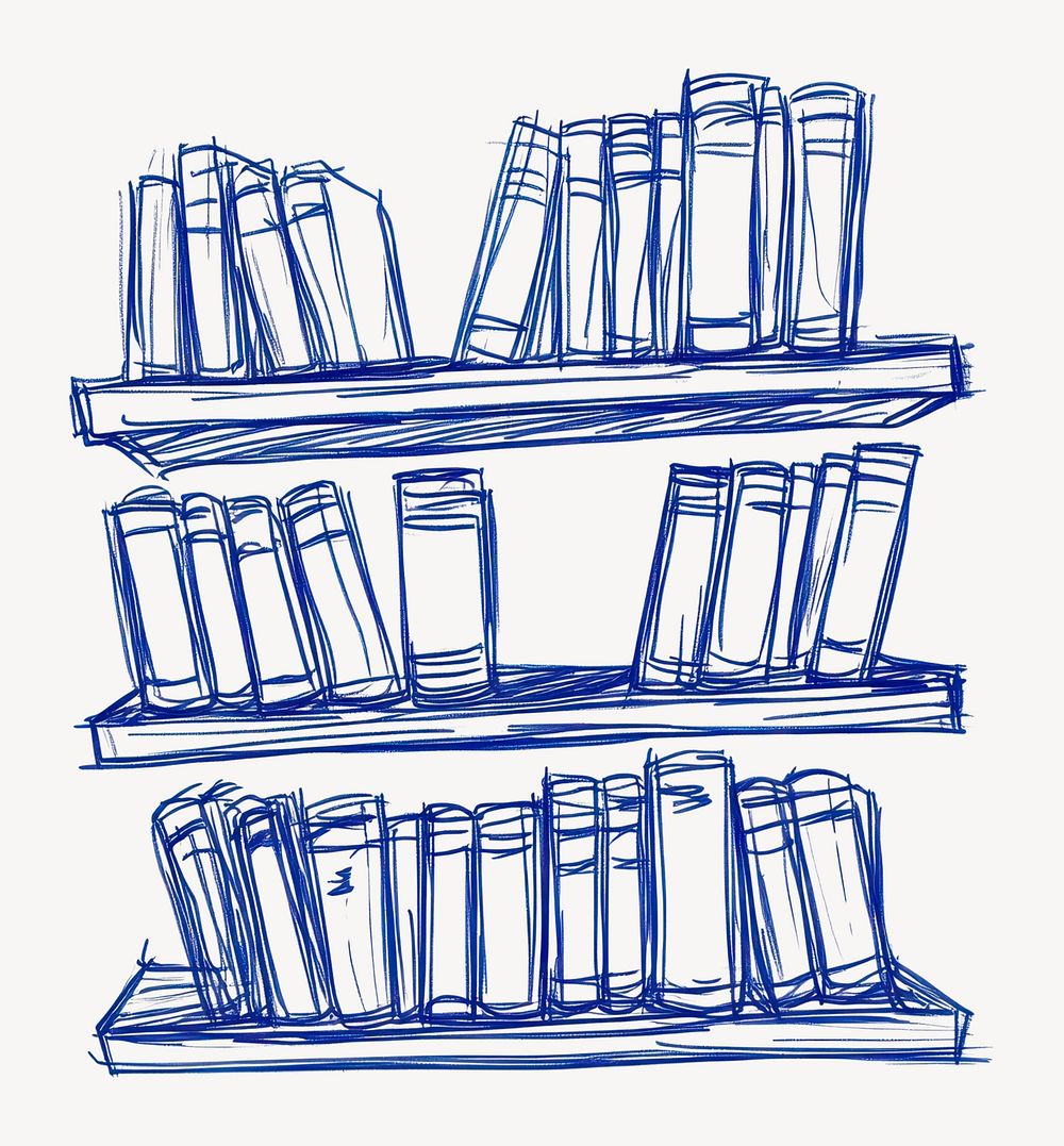 Outline Bookshelf drawing bookshelf shelves | Free Vector - rawpixel