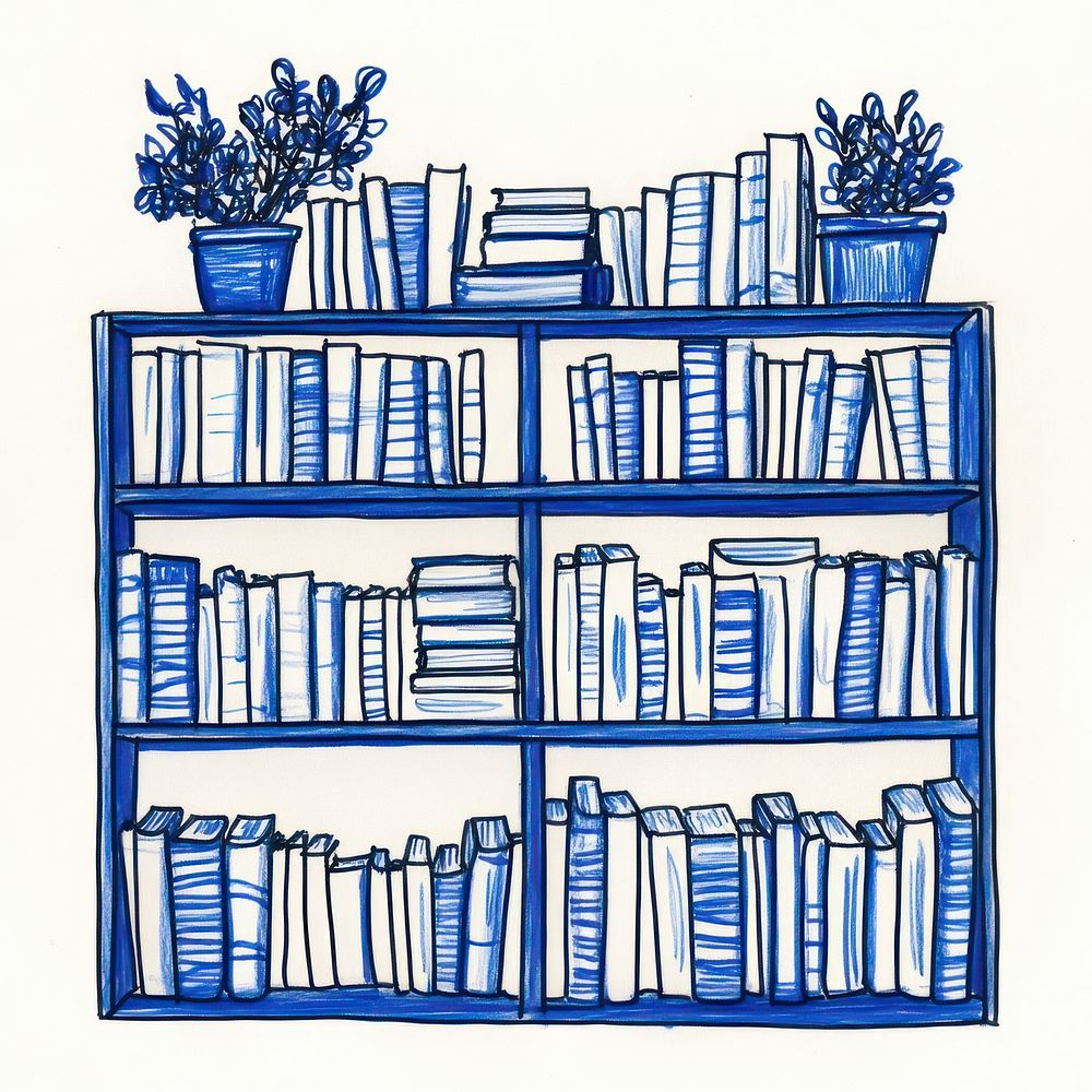 Outline Bookshelf shelves bookshelf drawing. | Free Photo Illustration ...