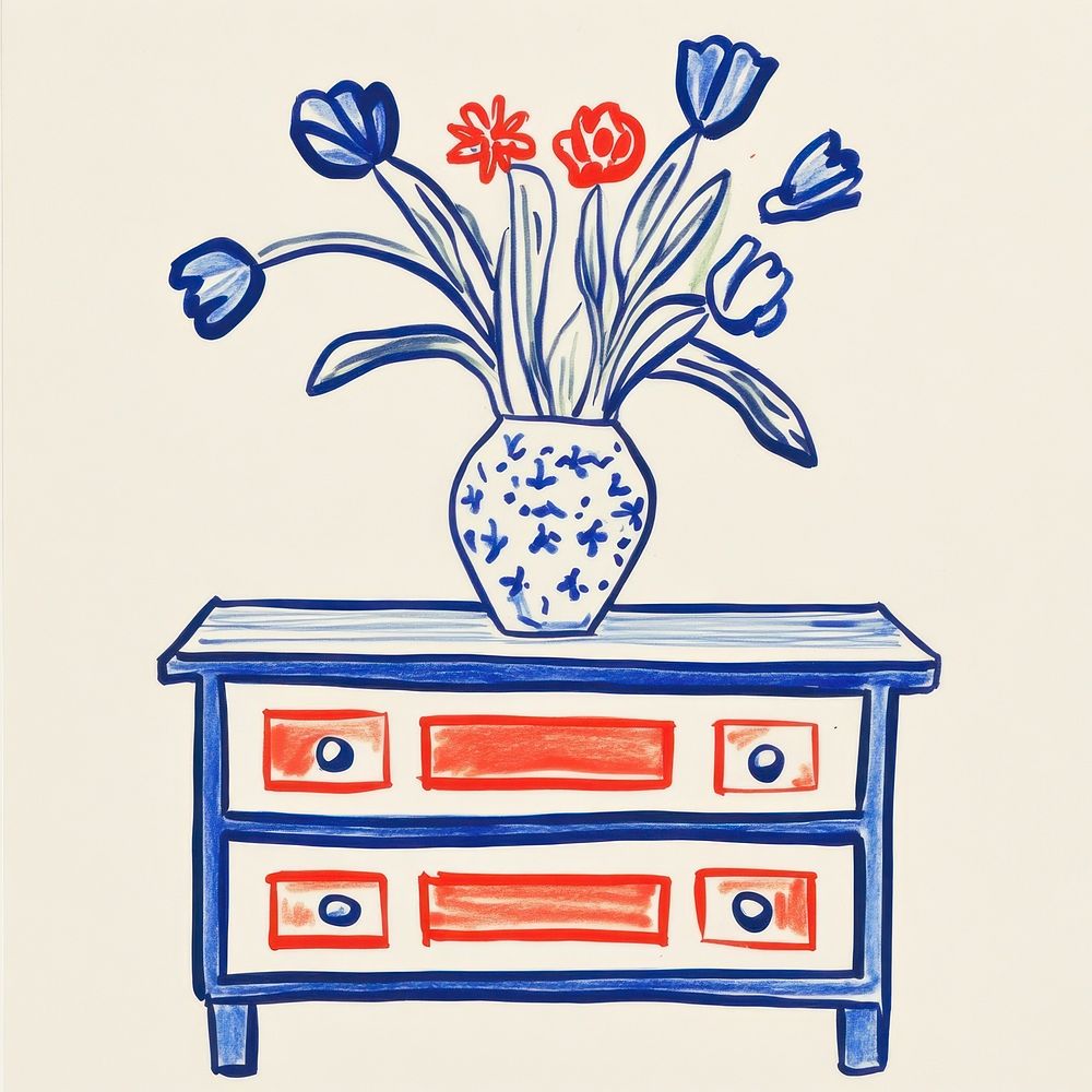 Outline Chest drawers style blue | Free Photo Illustration - rawpixel