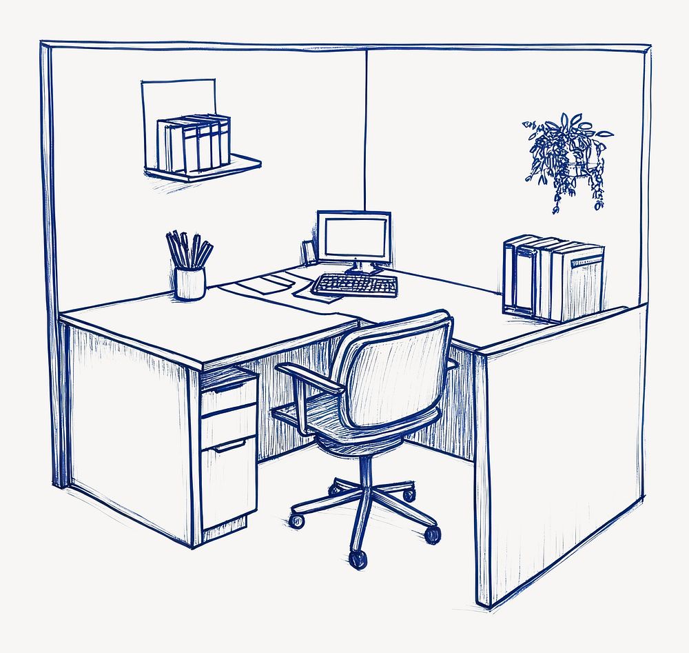 Outline Cubicle workstation drawing cubicle | Free Vector - rawpixel