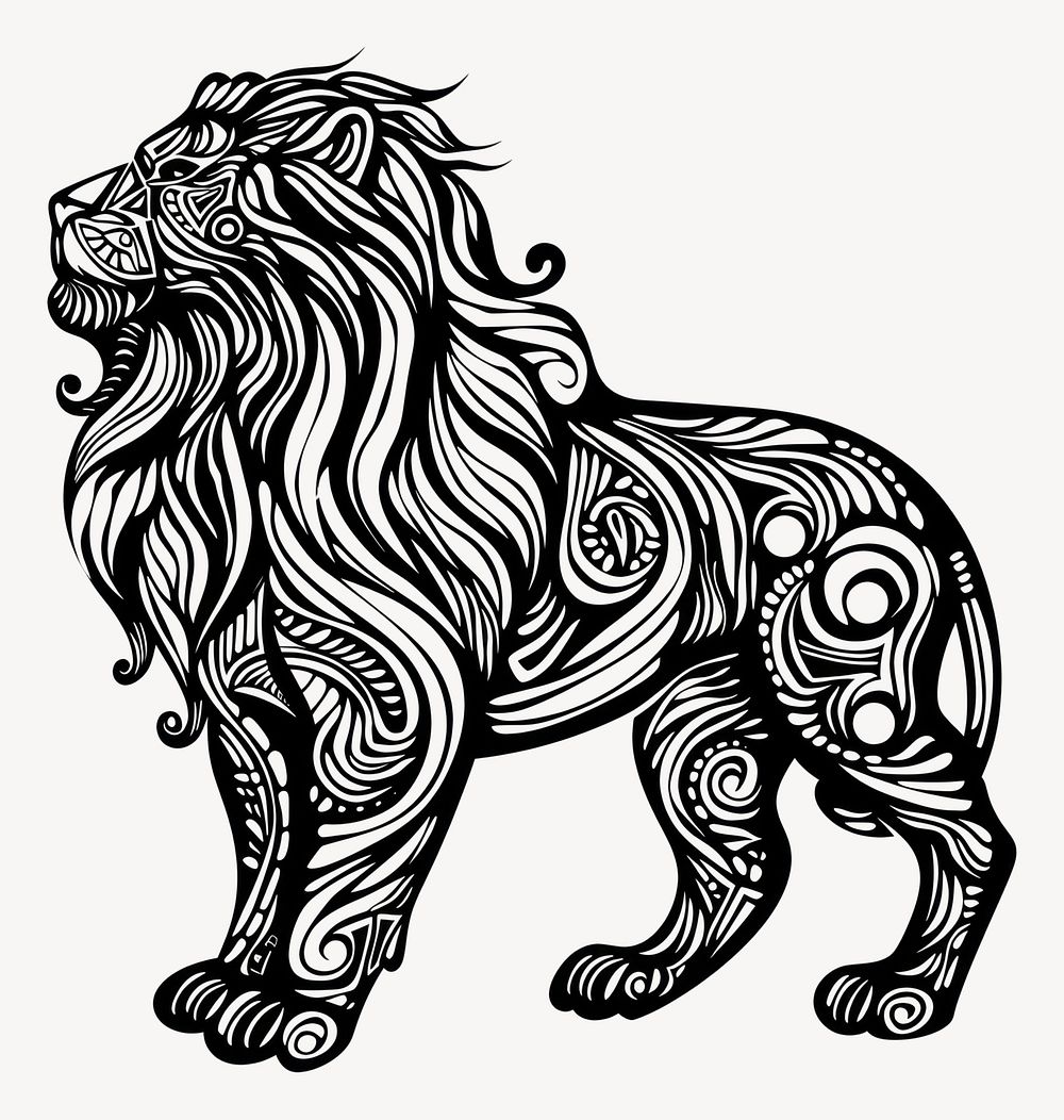 Zendoodle lion illustration animal art | Free Vector - rawpixel