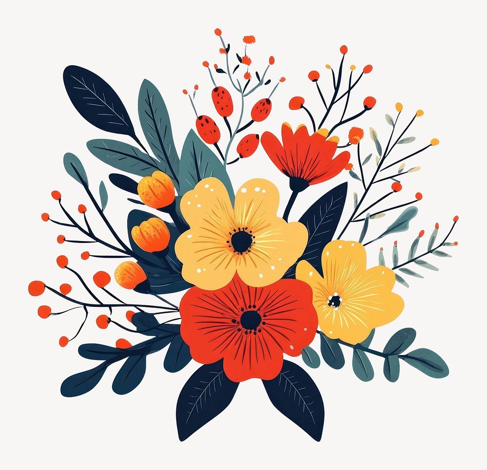 Floral element colorful flowers art | Free Vector - rawpixel