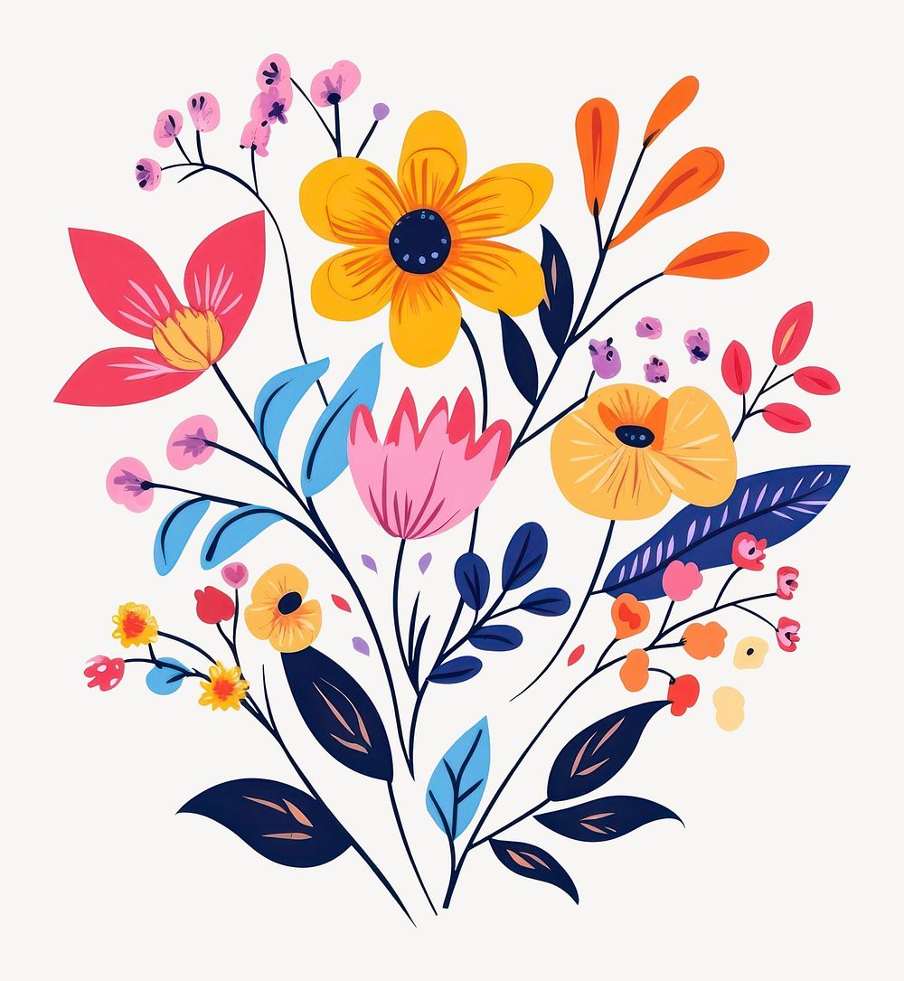 Floral colorful flowers art vector | Free Vector - rawpixel
