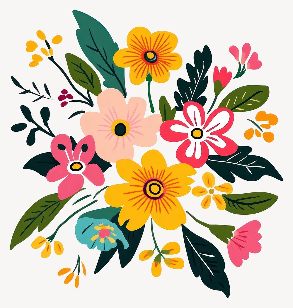 Floral element colorful flowers art | Free Vector - rawpixel