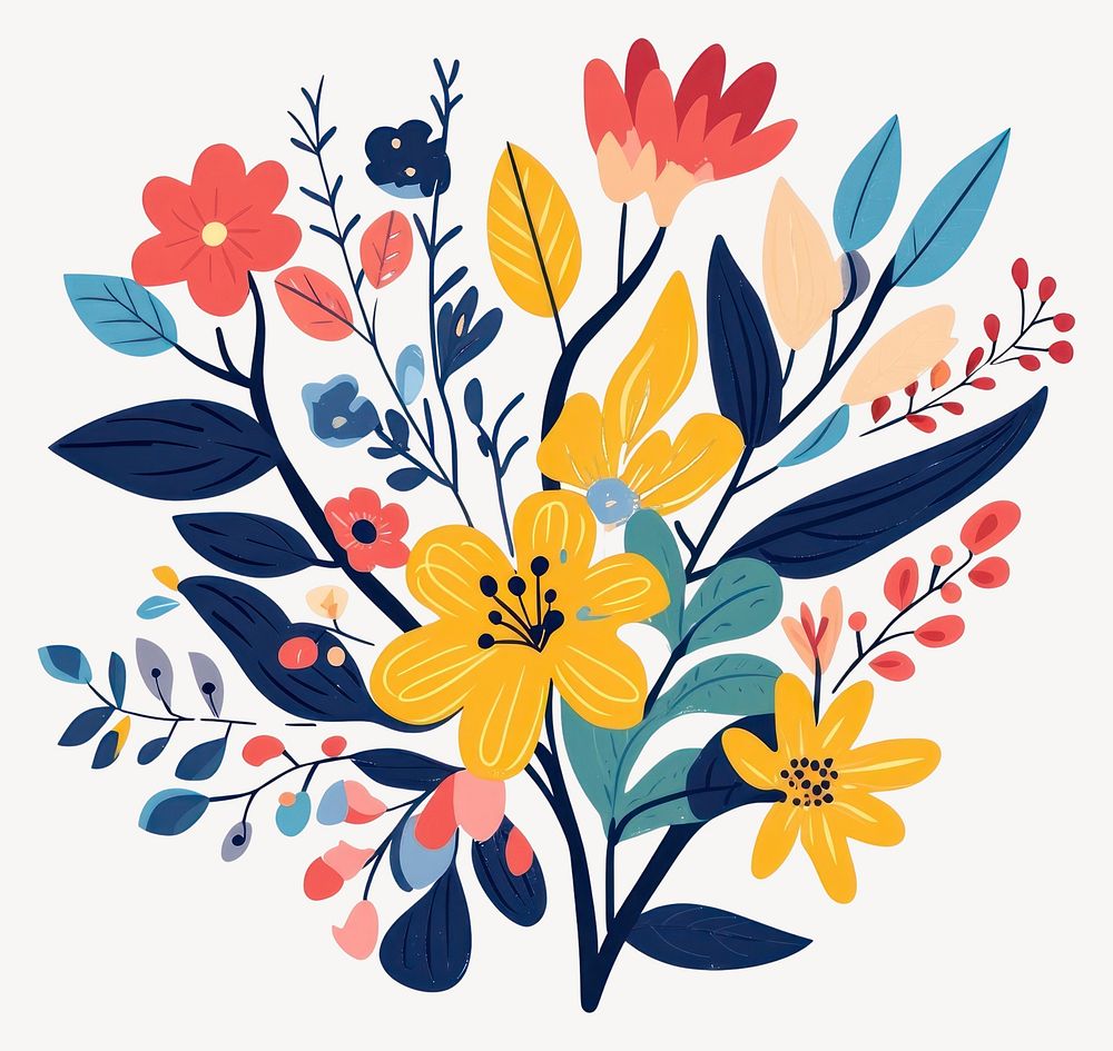 Floral element colorful flowers art | Free Vector - rawpixel