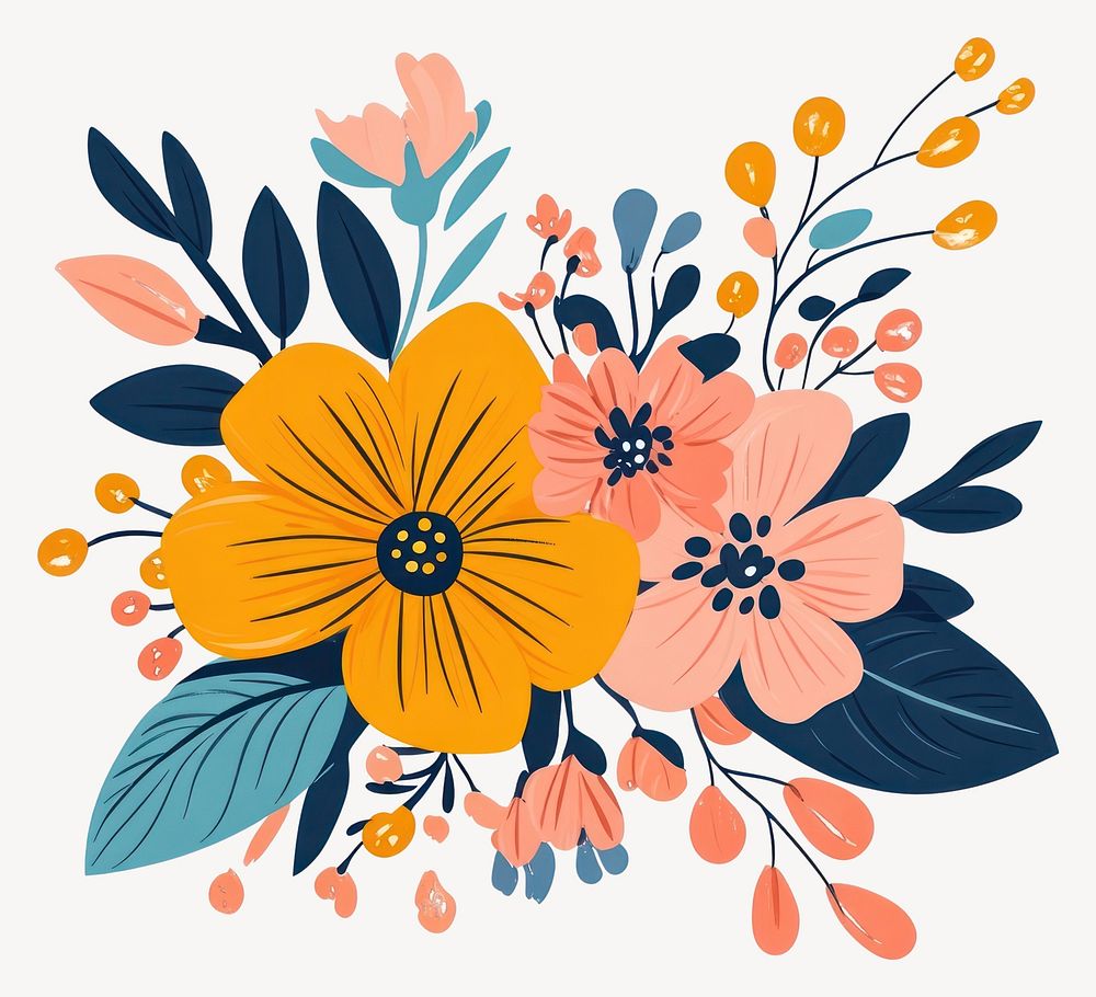 Floral element colorful flowers art | Free Vector - rawpixel