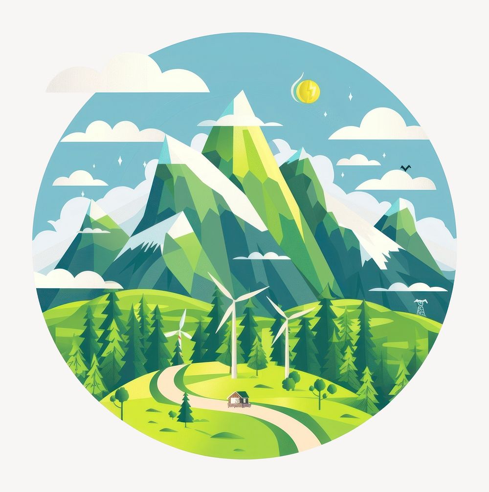 Green illustration mountains scenery vector | Free Vector - rawpixel
