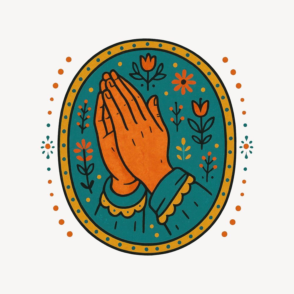 Colorful vintage praying hands illustration | Free Photo Illustration - rawpixel