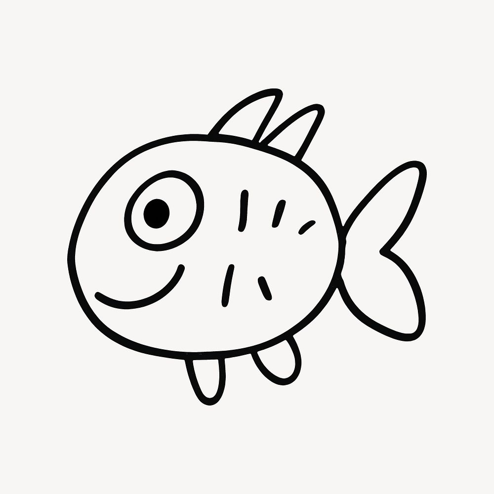 Black And White Fish Drawing Style Images | Free Photos, PNG Stickers ...