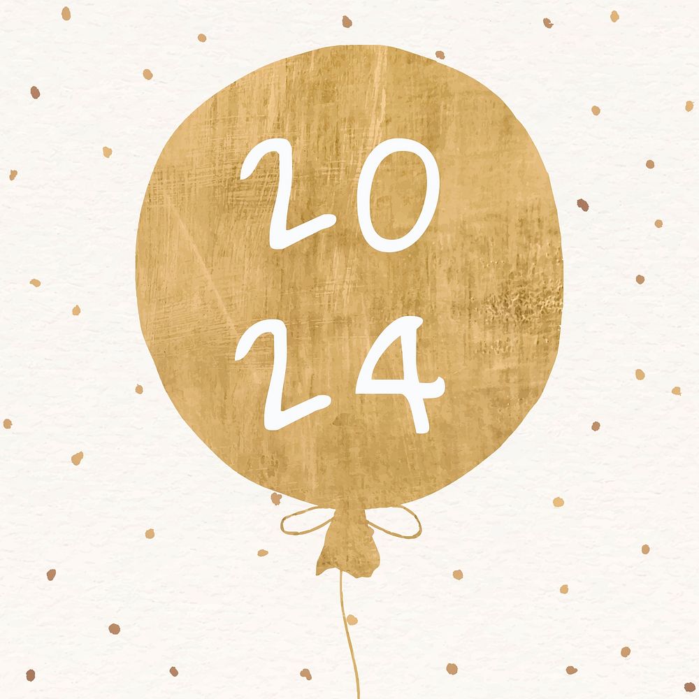 2024 gold balloon happy new | Free Photo - rawpixel