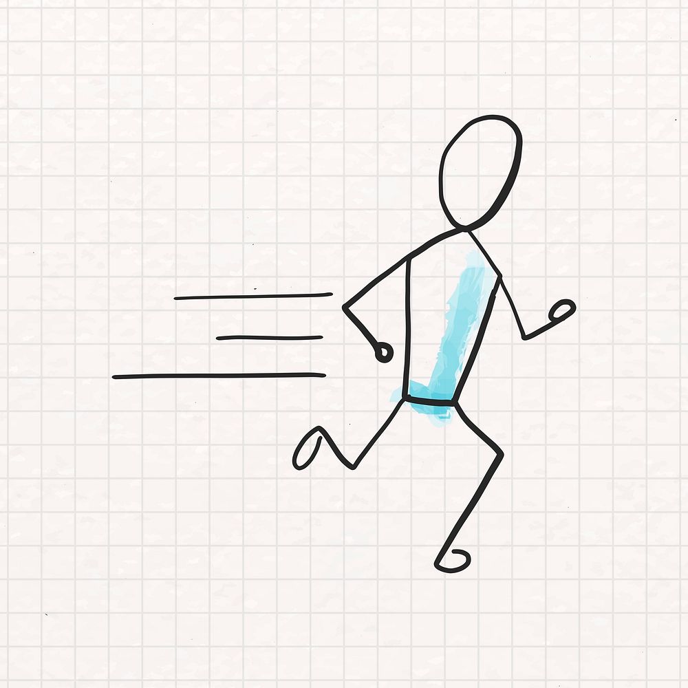 Running man, cartoon doodle psd | Premium PSD - rawpixel