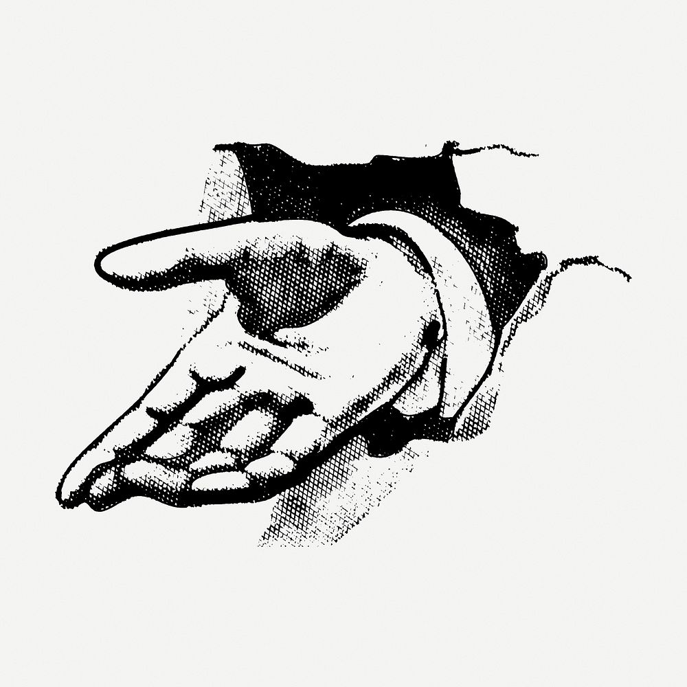 Helping hand drawing, vintage charity | Free PSD - rawpixel