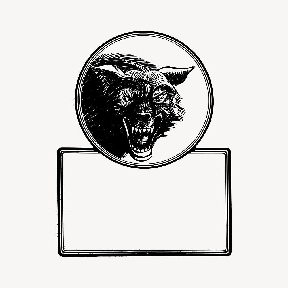 Wolf frame drawing, vintage animal | Free Vector - rawpixel