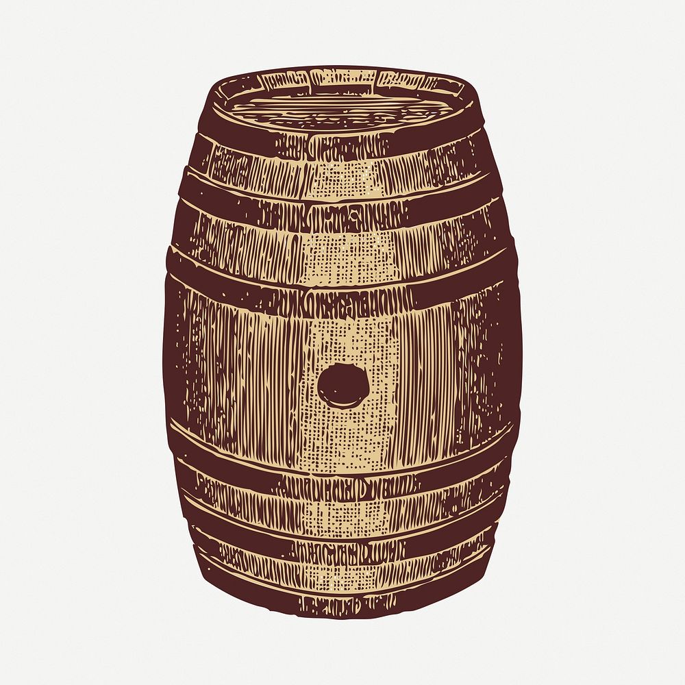 Barrel sticker, vintage object illustration | Free PSD - rawpixel