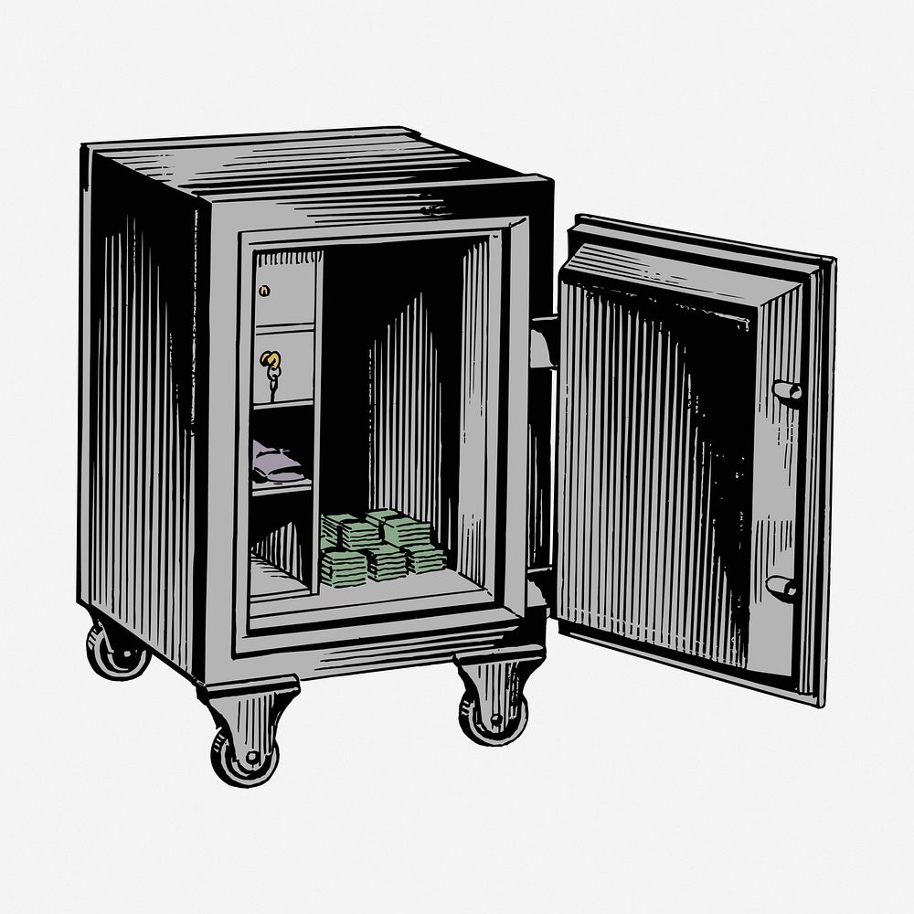 Metal save box clipart, vintage | Free Vector - rawpixel