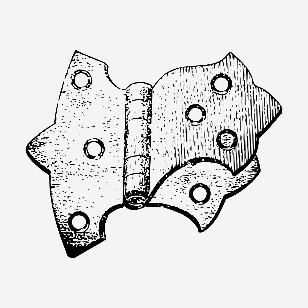 Vintage door hinge drawing, object | Free Photo - rawpixel