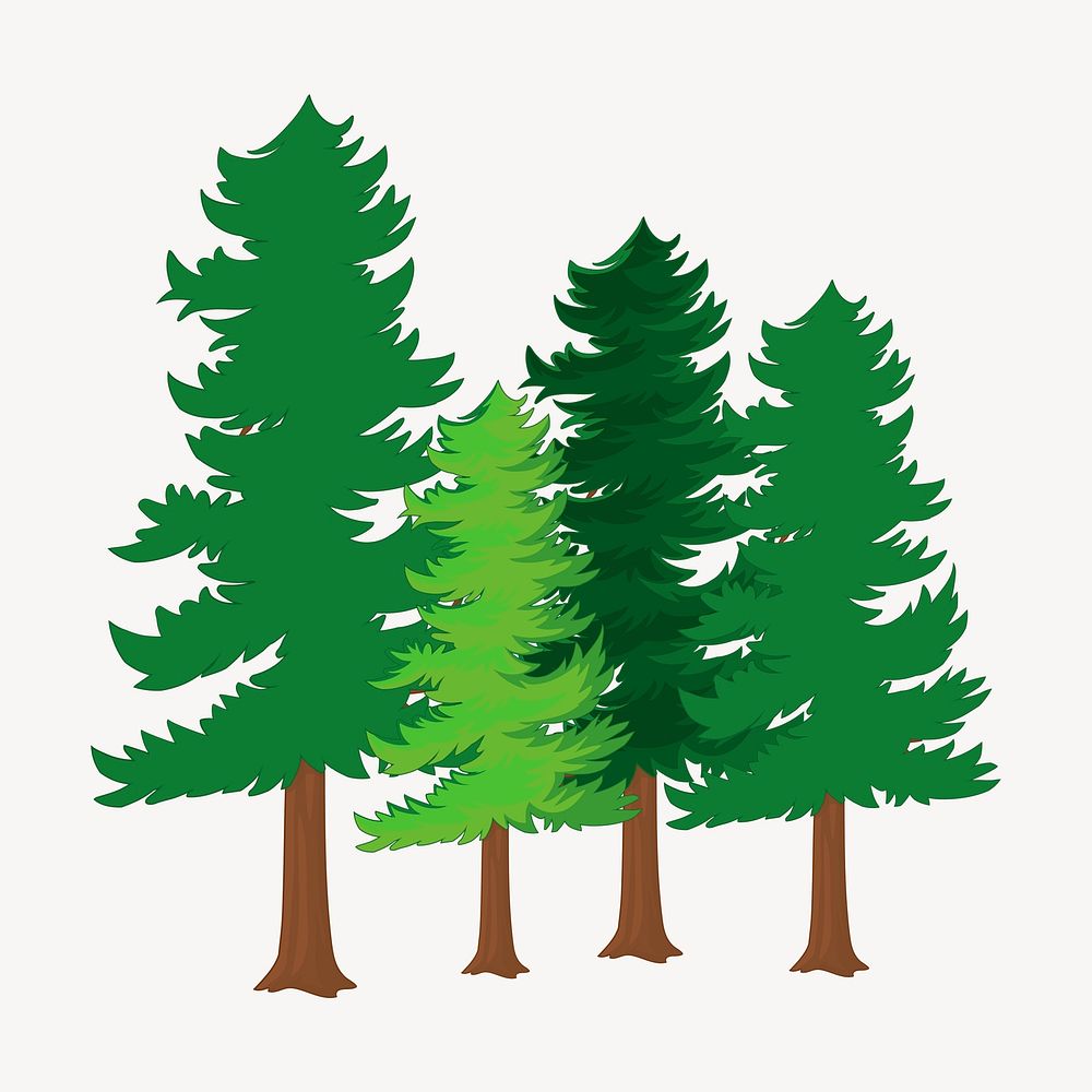 Pine trees clipart, botanical illustration | Free Vector - rawpixel
