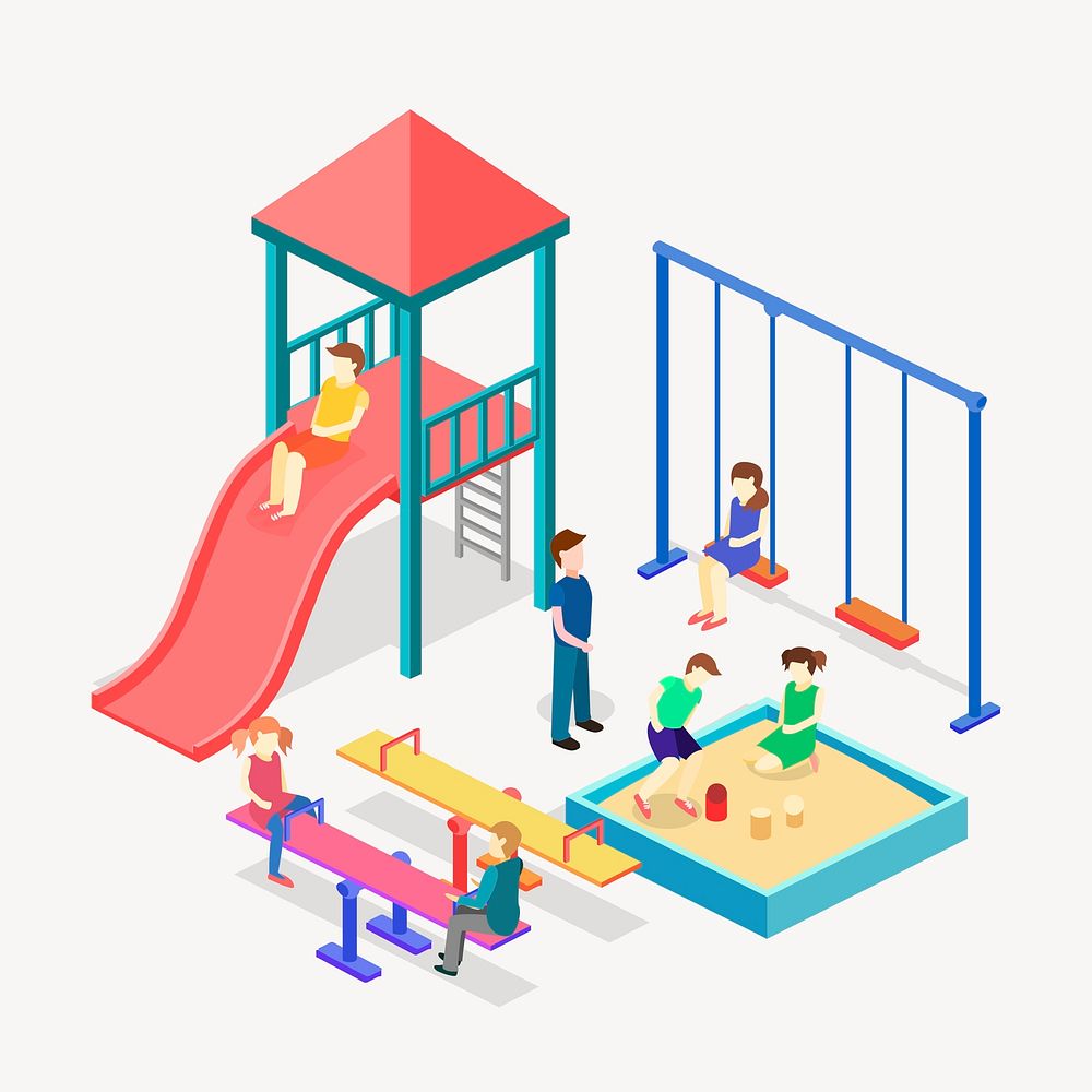 Playground clipart, colorful illustration vector | Free Vector - rawpixel