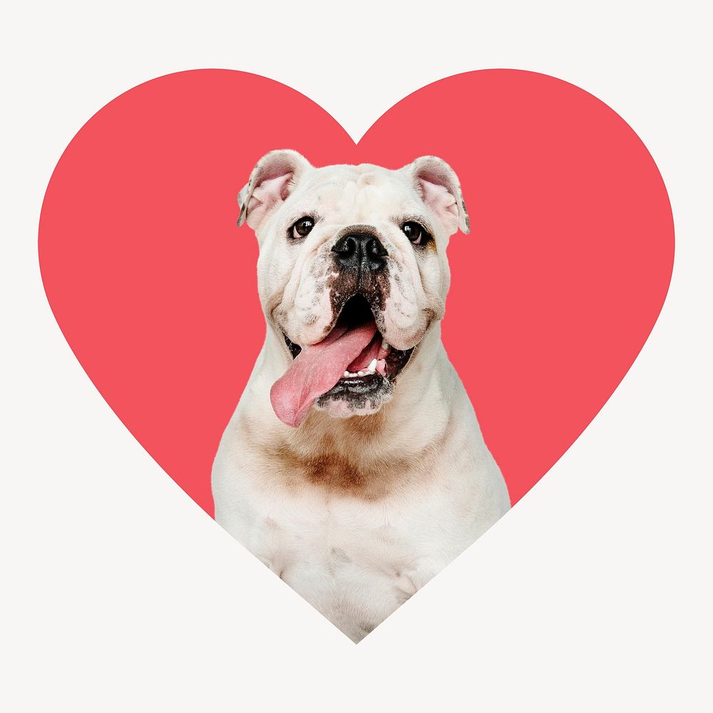 English bulldog heart shape badge, | Free Photo - rawpixel