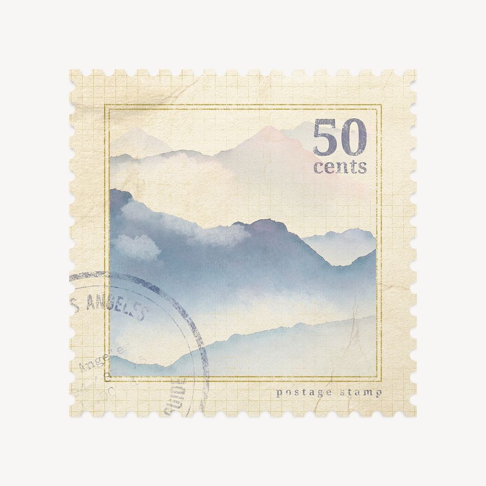 Watercolor landscape postage stamp graphic | Free Photo - rawpixel