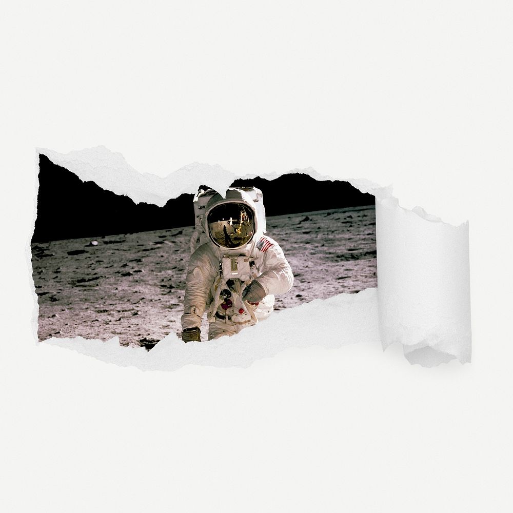 Astronaut moon torn paper reveal | Premium PSD - rawpixel