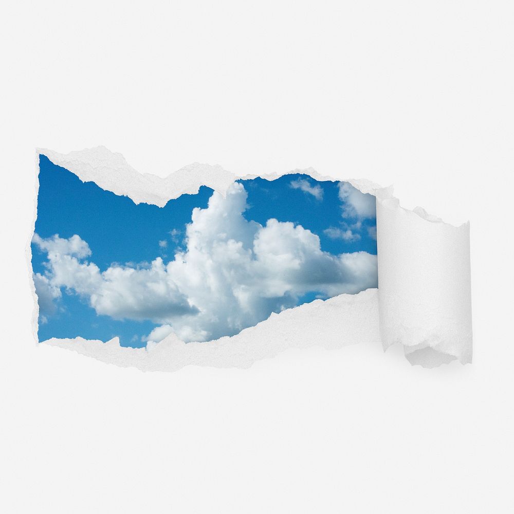 Blue skyscape ripped paper reveal, | Free Photo - rawpixel