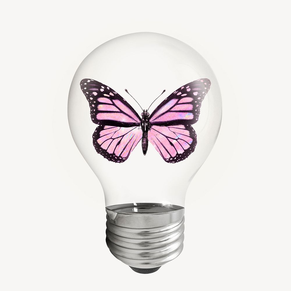 Pink butterfly bulb, insect, aesthetic | Free Photo - rawpixel