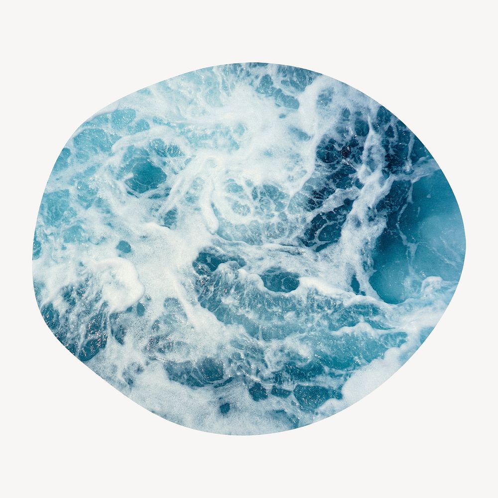 Ocean wave badge, environment photo | Free Photo - rawpixel