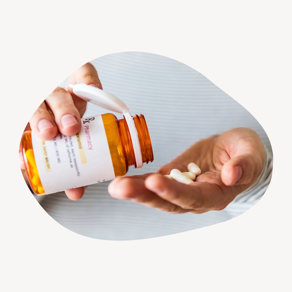 Hand pouring pills badge, medical | Free Photo - rawpixel