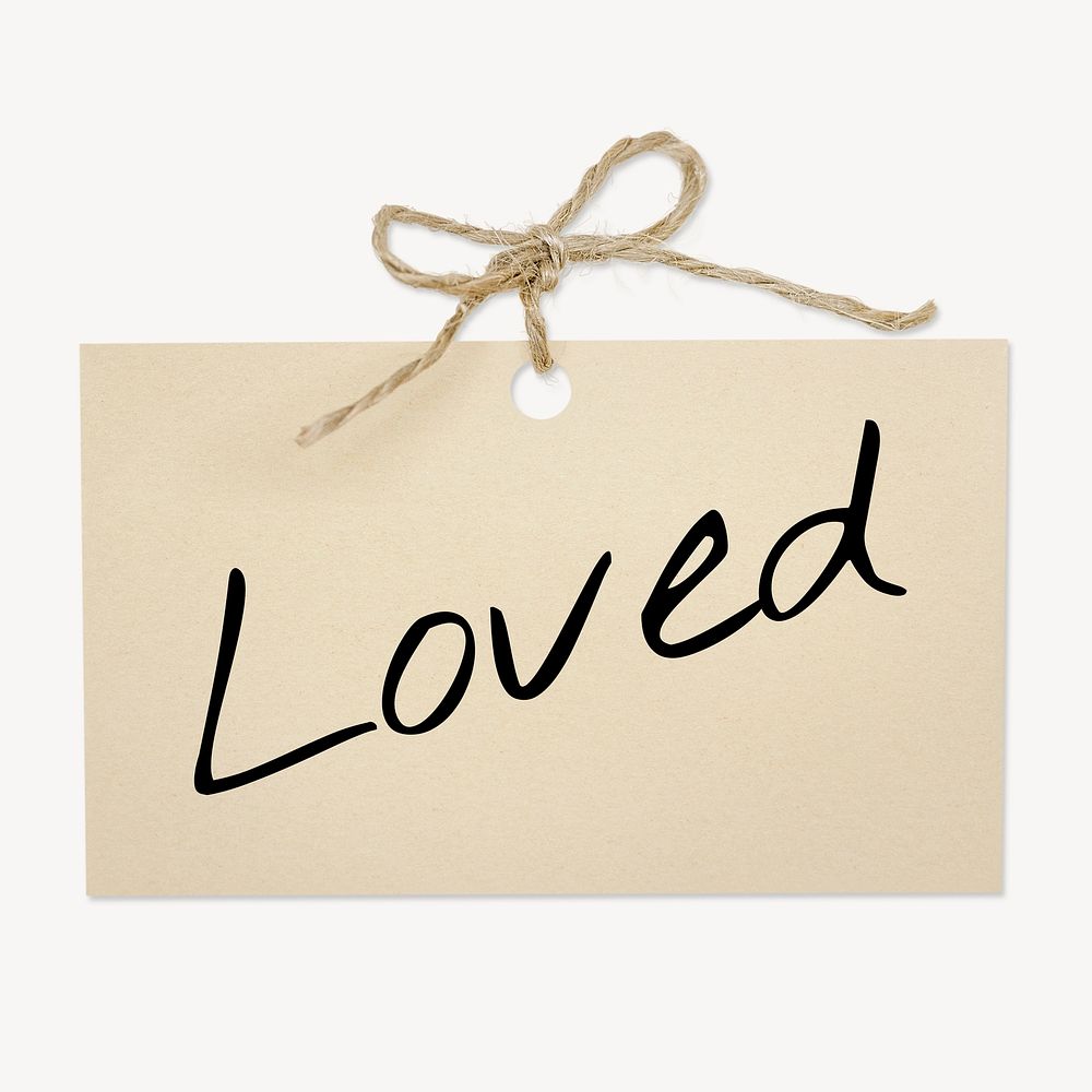 Loved word, brown paper string | Premium PSD - rawpixel
