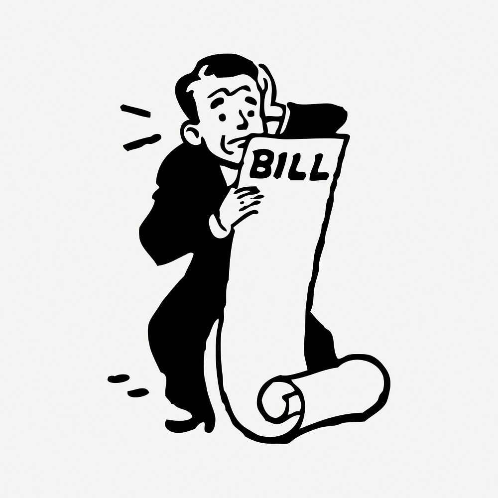 Businessman holding bill drawing, vintage | Free PSD - rawpixel