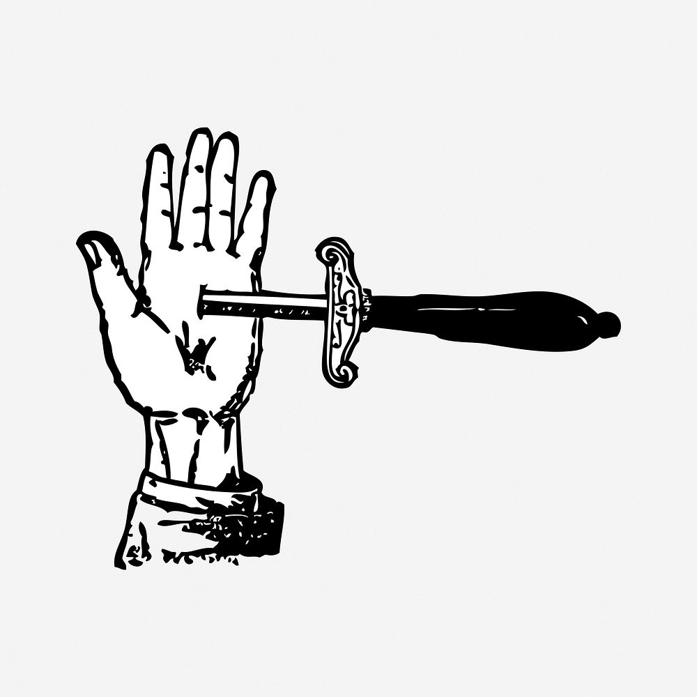 Hand stabbed dagger drawing, vintage | Free Photo Illustration - rawpixel