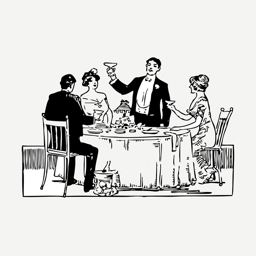 Wedding dinner drawing, vintage celebration | Free PSD - rawpixel