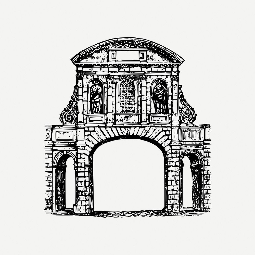 Vintage arch collage element, architecture | Free PSD - rawpixel