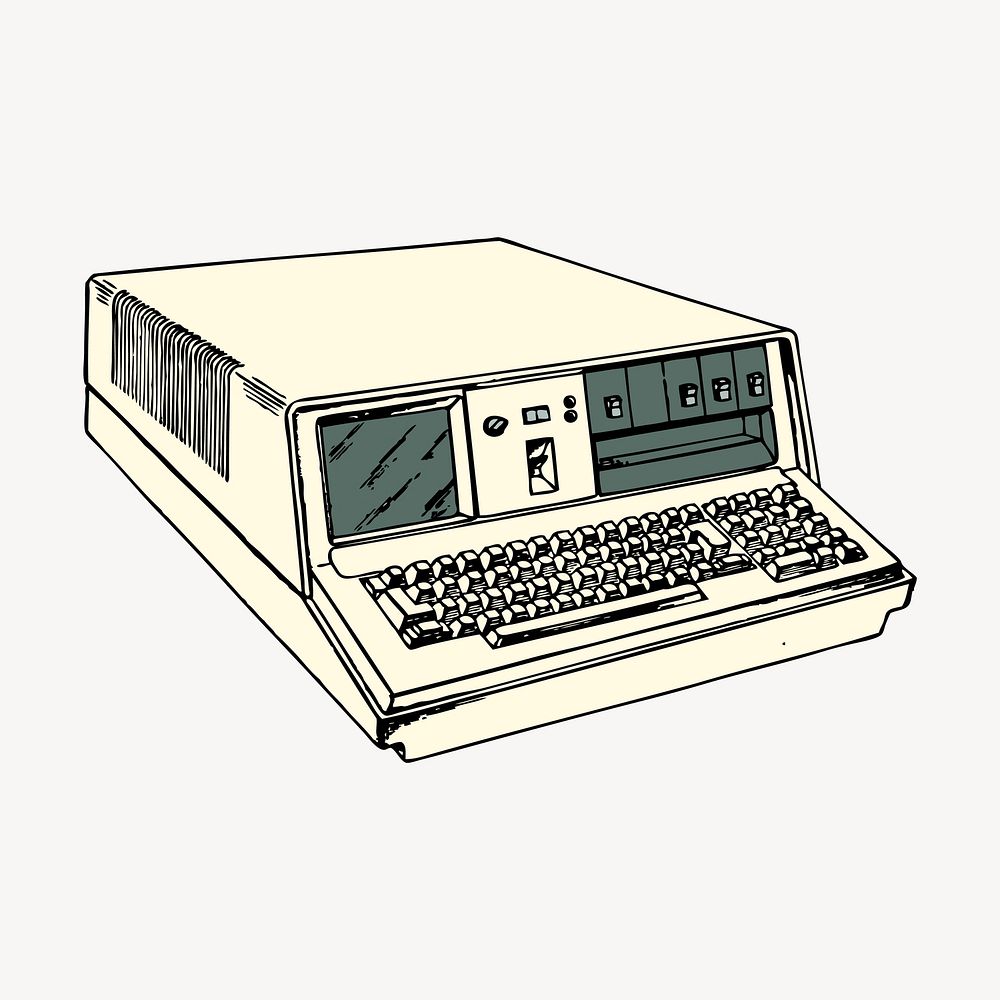 Old computer clipart, illustration vector. | Free Vector - rawpixel
