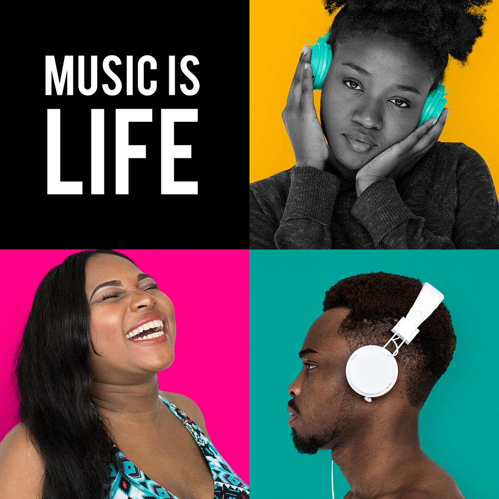 Set of portraits with music | Premium Photo - rawpixel