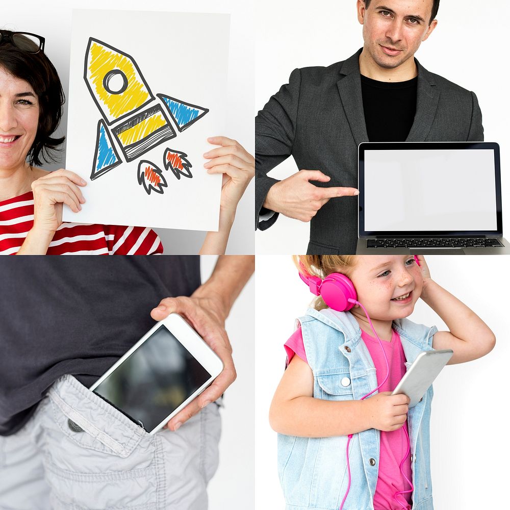 Set Diverse People Technology Invention | Premium Photo - rawpixel