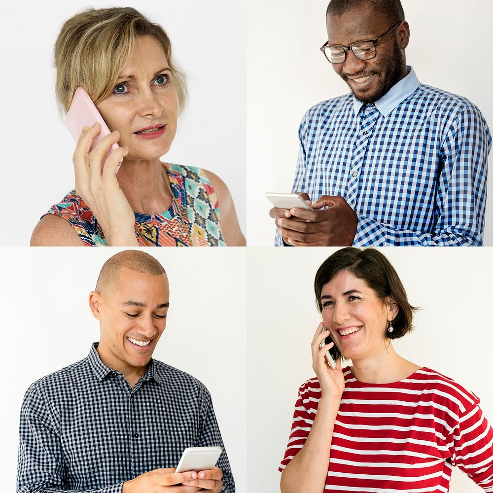 Collection of people using smartphones | Premium Photo - rawpixel