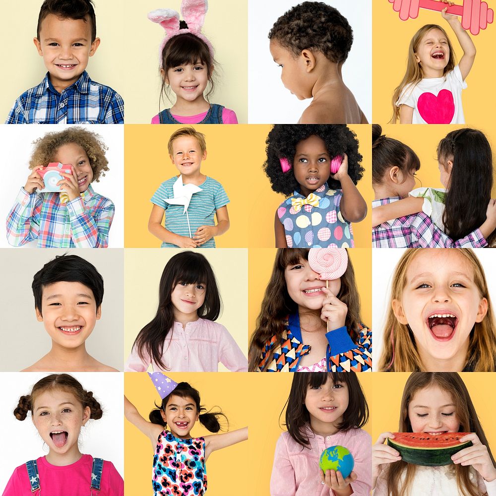 Collage cute kids childhood happiness | Premium Photo - rawpixel
