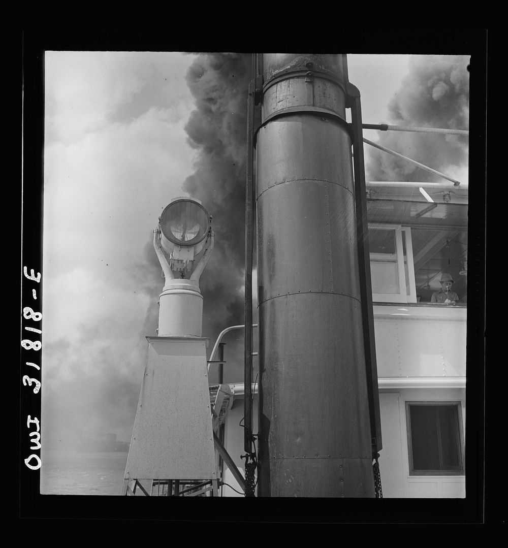 stack and searchlight towboat Charles | Free Photo - rawpixel