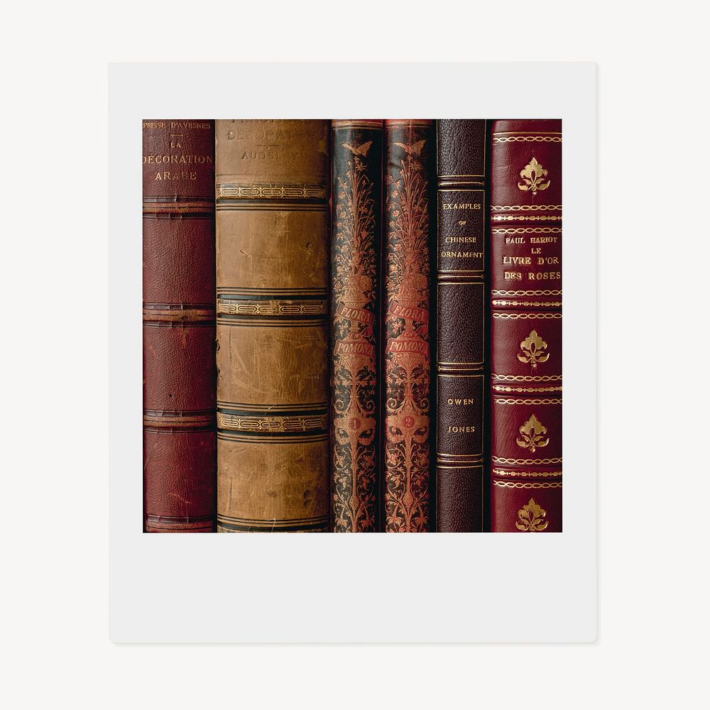 Leather book spines instant photo, | Free Photo - rawpixel