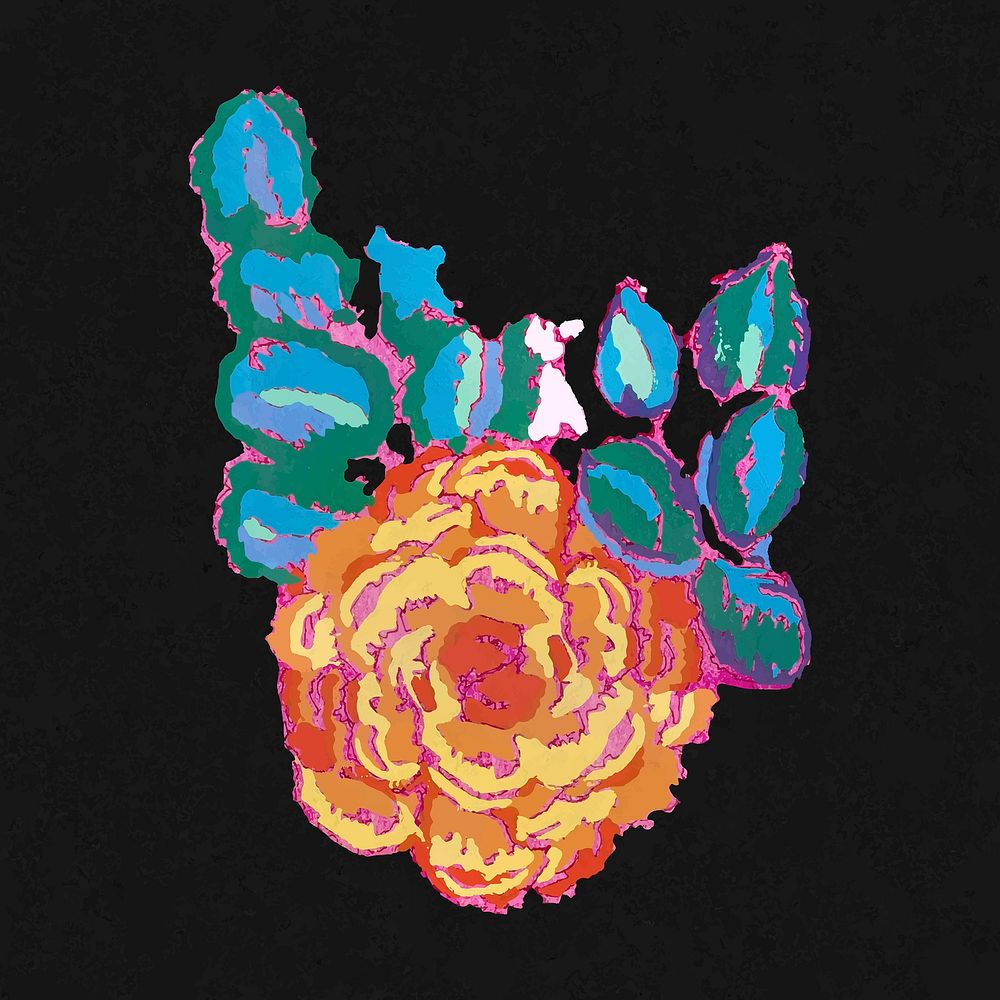 Orange rose sticker, vintage flower | Premium Vector - rawpixel