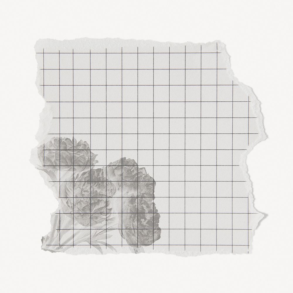 Floral grid paper collage element, | PSD - rawpixel