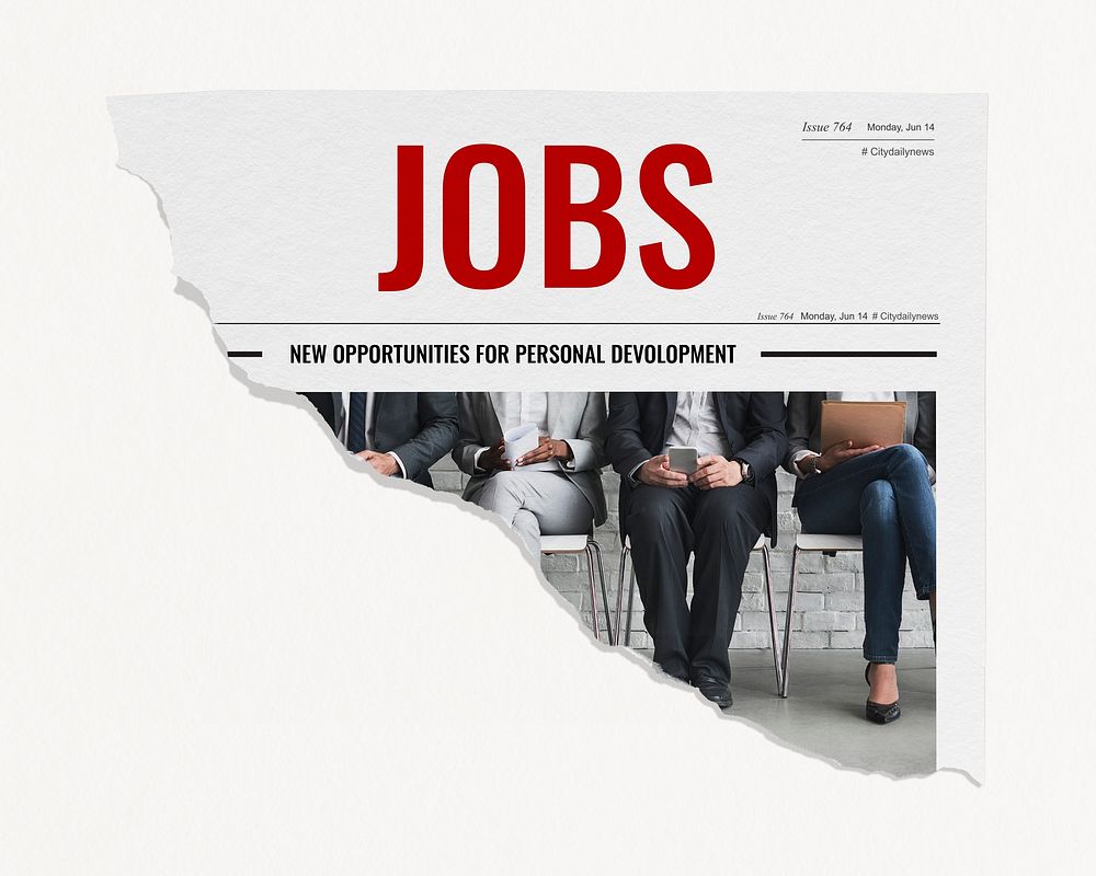 Jobs newspaper sticker, business image | Free Photo - rawpixel
