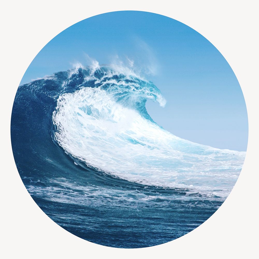 Ocean wave badge sticker, summer | Premium PSD - rawpixel