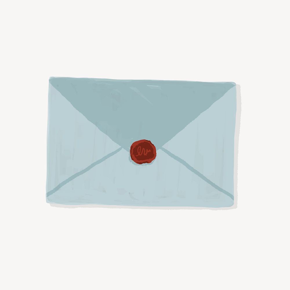 Blue envelope, aesthetic stationery doodle | Premium Vector ...